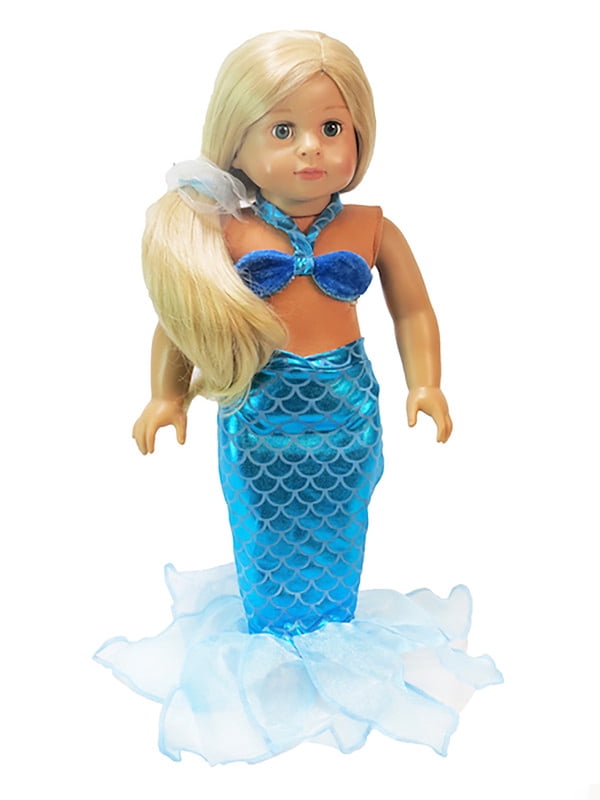 Teal Blue Mettalic Mermaid Costume for 18-inch Dolls | American Fashion ...