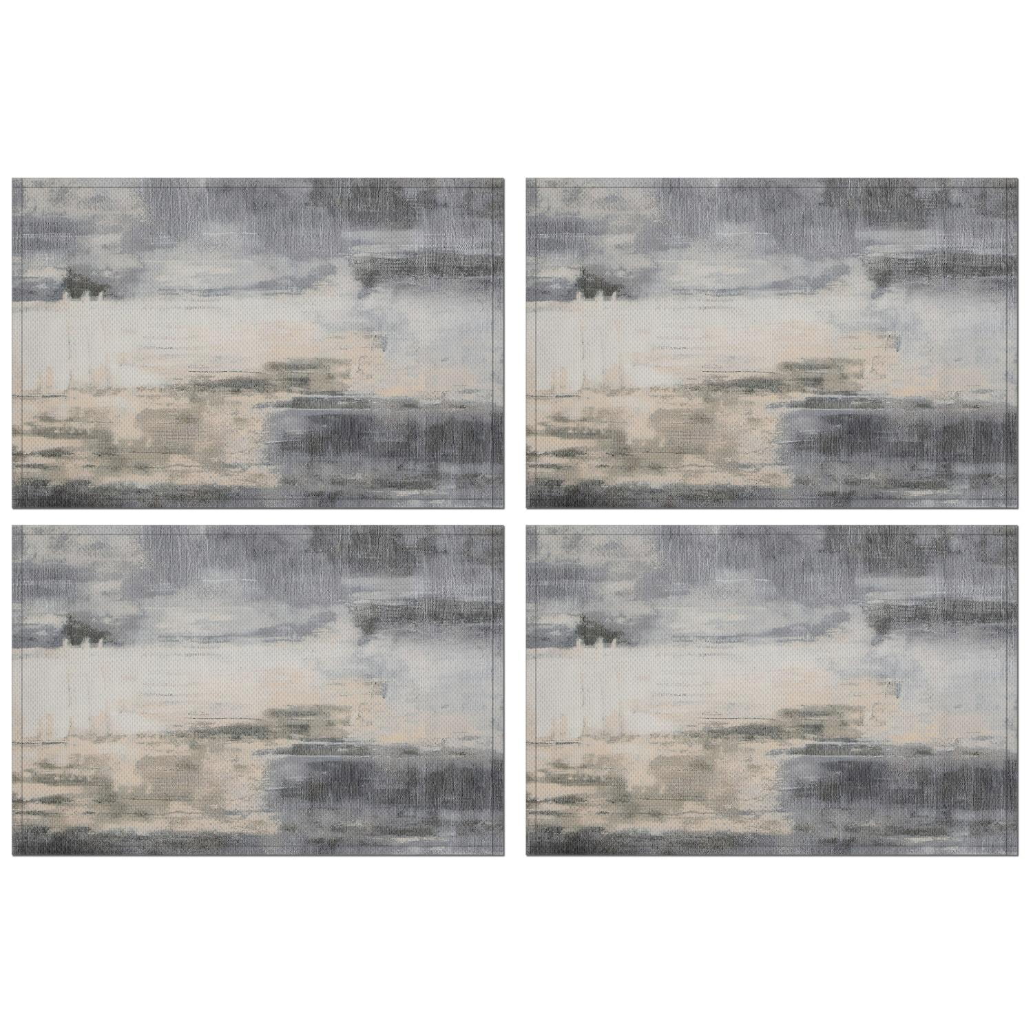 Teal Blue Modern Art Placemats Set of 4 - Blue Grey Abstract Kitchen ...
