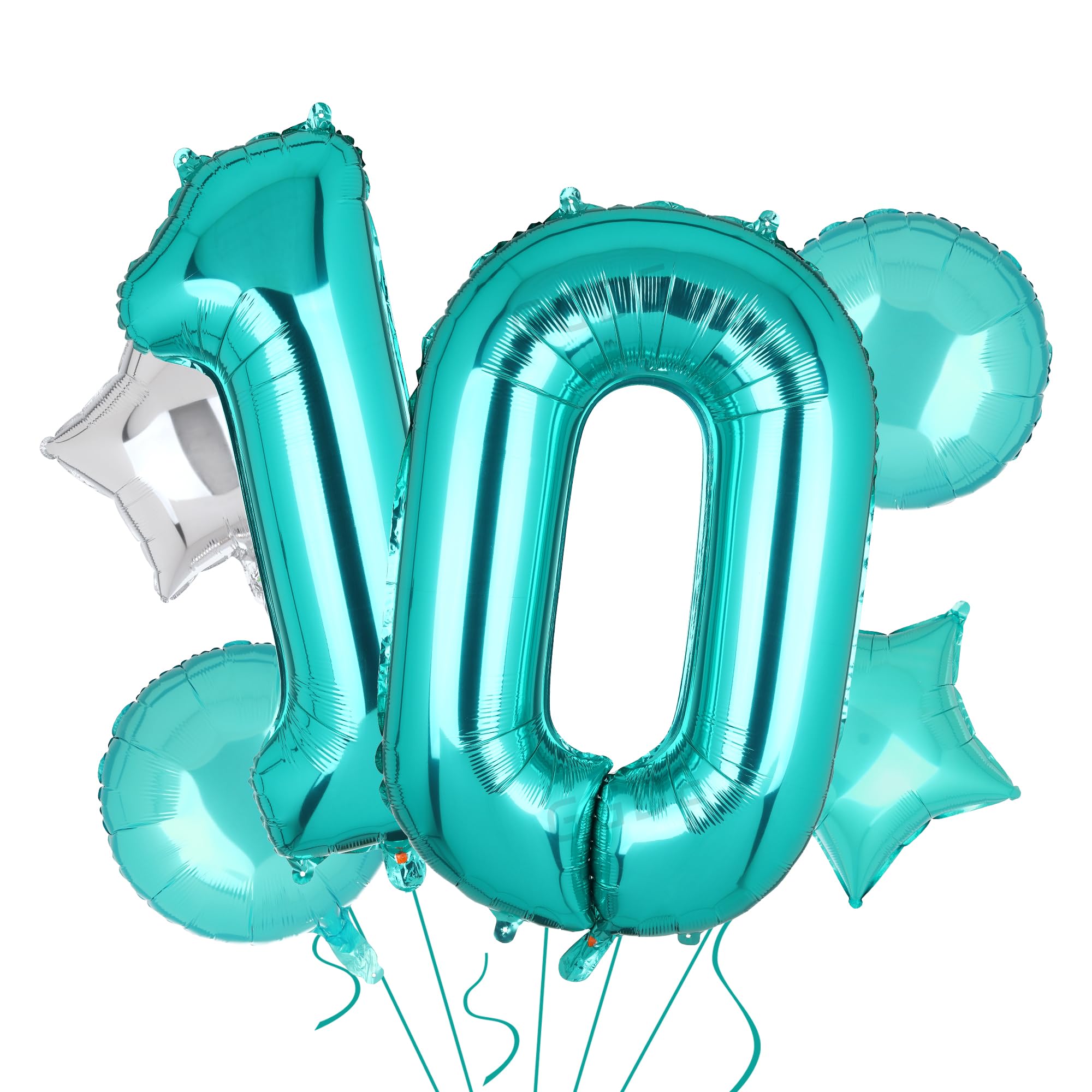 Teal Blue Number 10 OIF8 Balloons 40 Inch Big Helium Mylar Digital ...