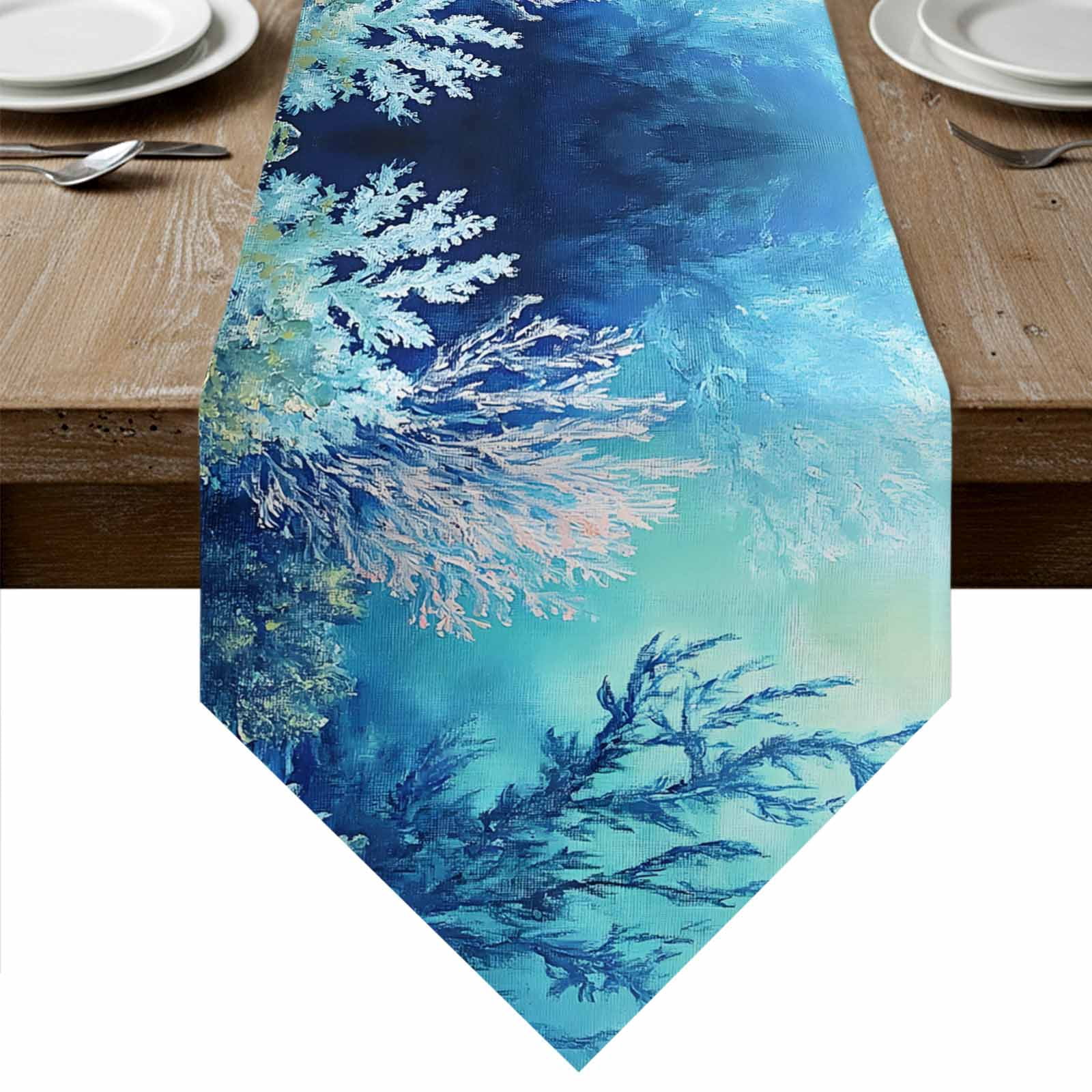 Teal Blue Ocean Table Runner Linen Burlap Table Runner 72 Inches Long ...
