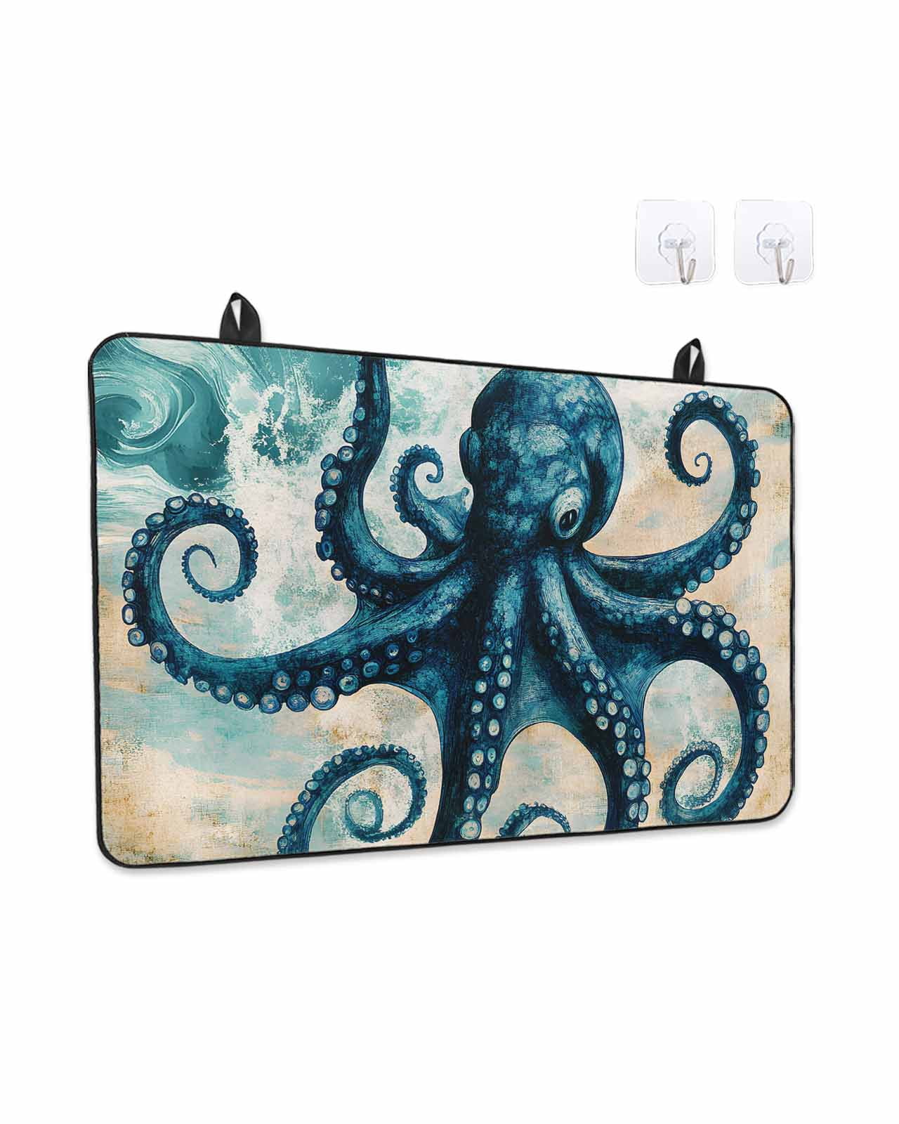 Teal Blue Octopus Stove Top Covers for Electric Stove, Kitchen Glass ...
