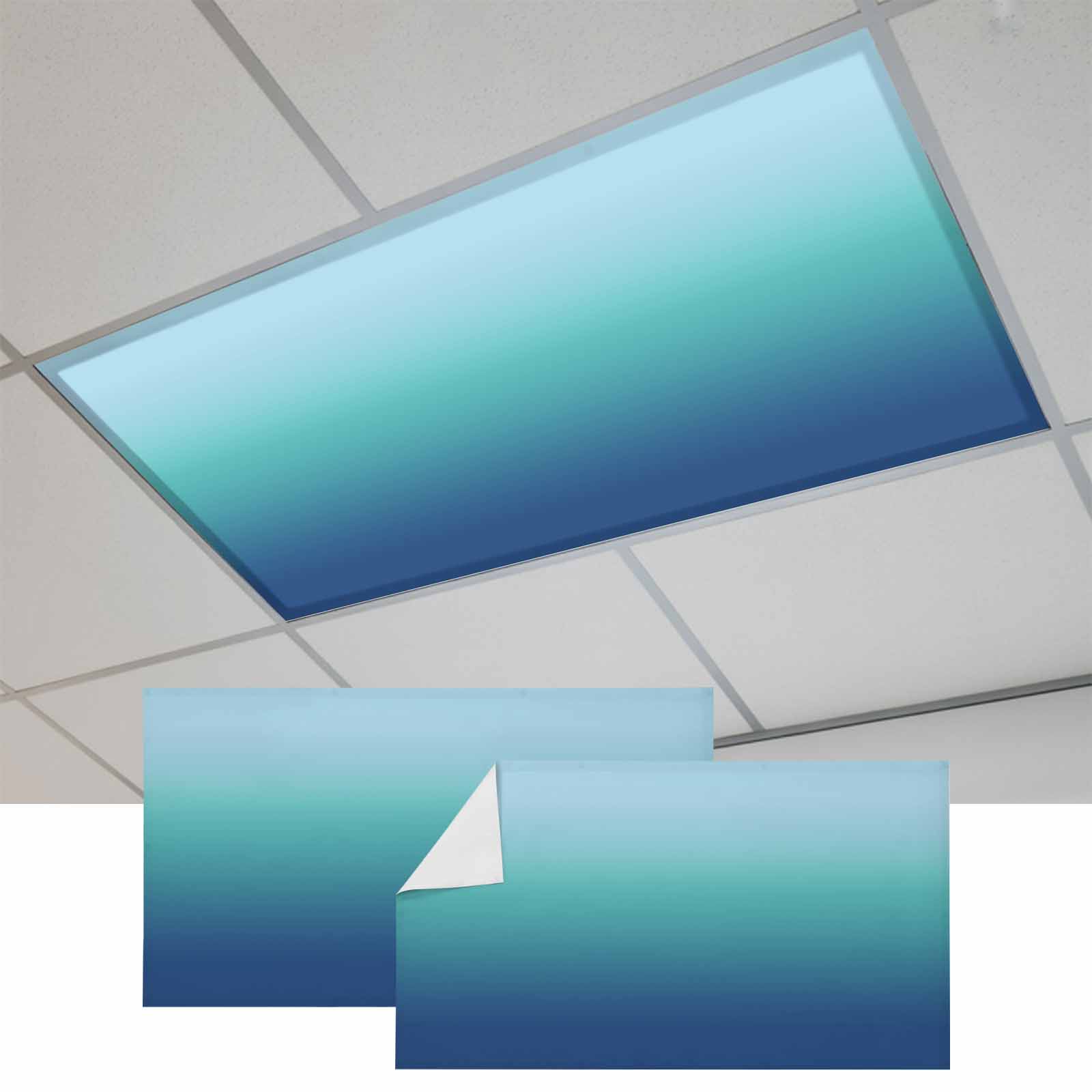 Teal Blue Ombre Fluorescent Light Covers, Modern Abstract Art Gradient ...