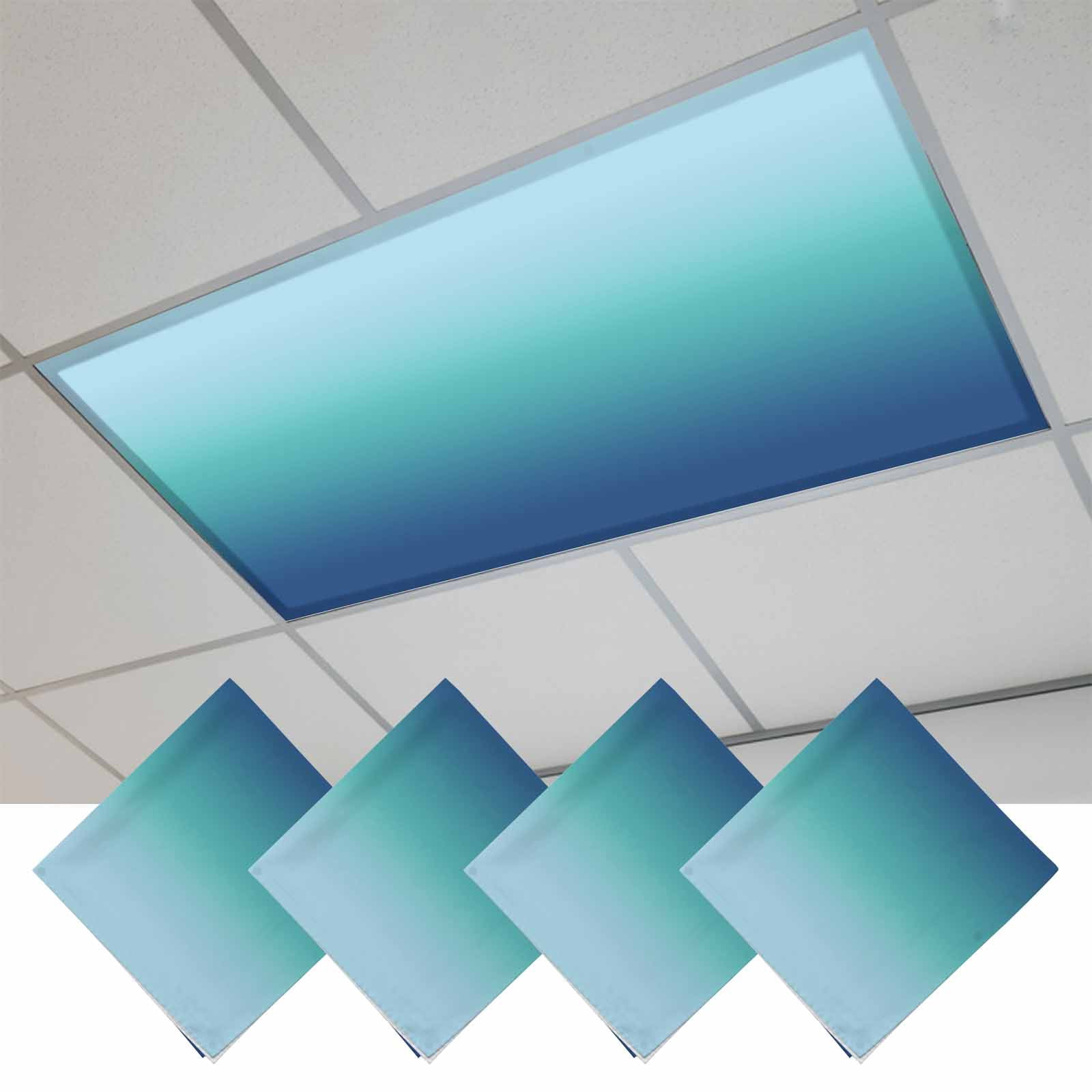 Teal Blue Ombre Fluorescent Light Covers, Modern Abstract Art Gradient ...