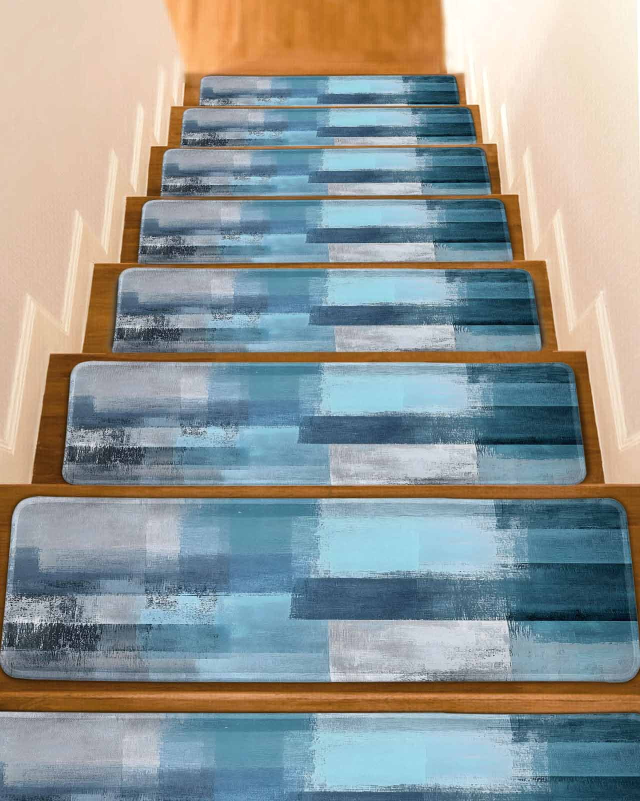 Teal Blue Stair Treads for Wooden Steps Indoor Runner Rug Carpet ...