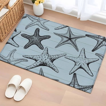 Blue Eucalyptus Coastal Area Rugs 6'x9', Small Throw Rugs for Kitchen ...