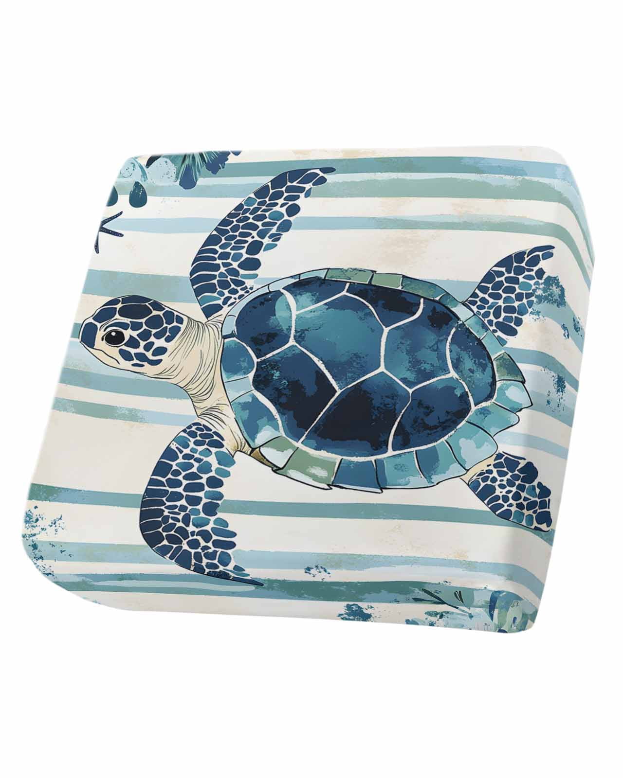 Teal Blue Turtle Coastal Sofa Couch Cushion Covers Washable, Removable ...