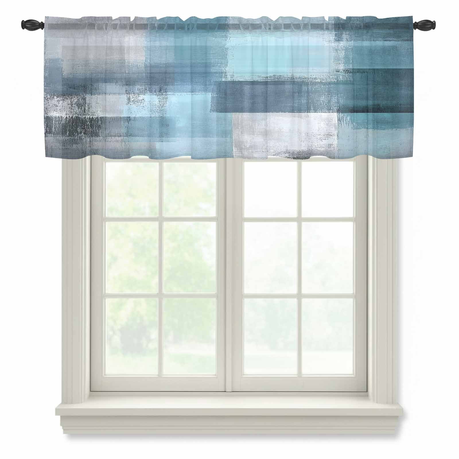 Teal Blue Valance Curtains for Kitchen/Living Room/Bathroom/Bedroom ...
