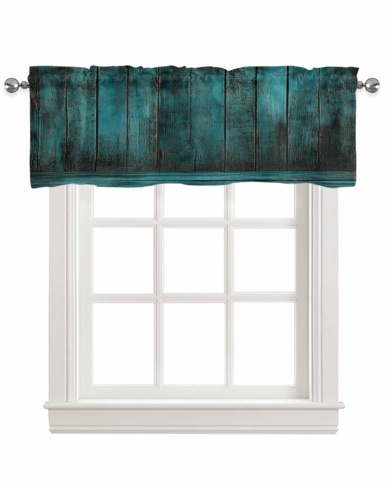 Teal Board Kitchen Valances for Windows Farmhouse Linen Window Valance ...