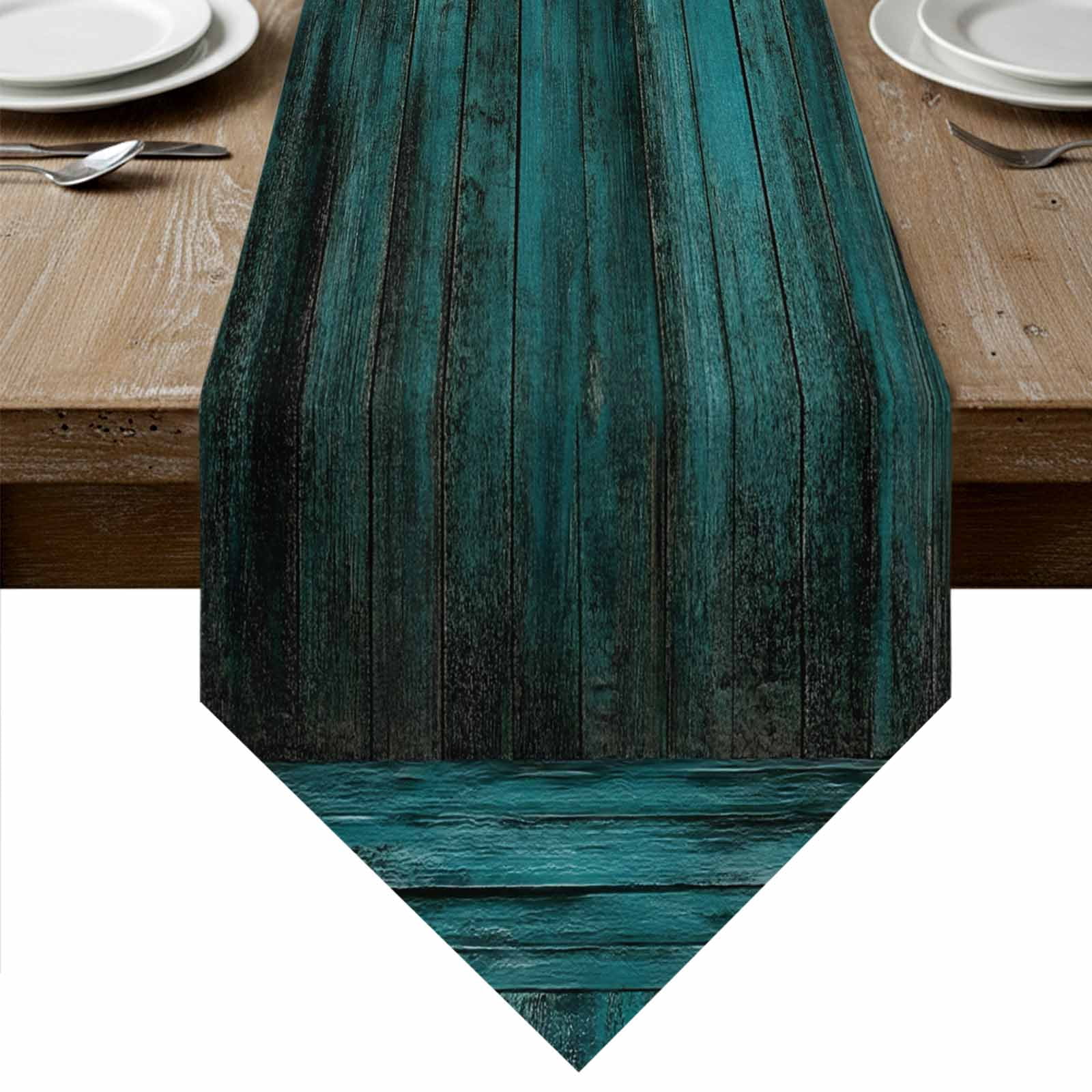Teal Board Table Runner Linen Burlap Table Runner 48 Inches Long ...