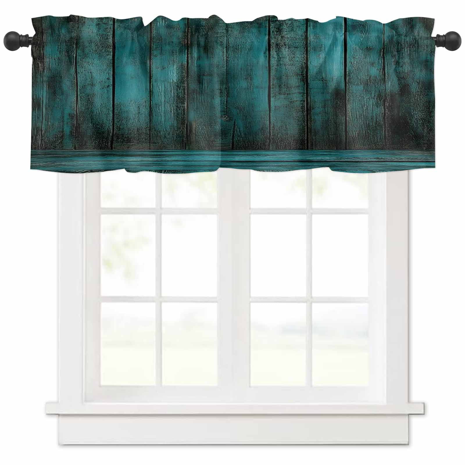 Teal Board Valances for Windows Farmhouse Kitchen Curtains Valances Rod ...