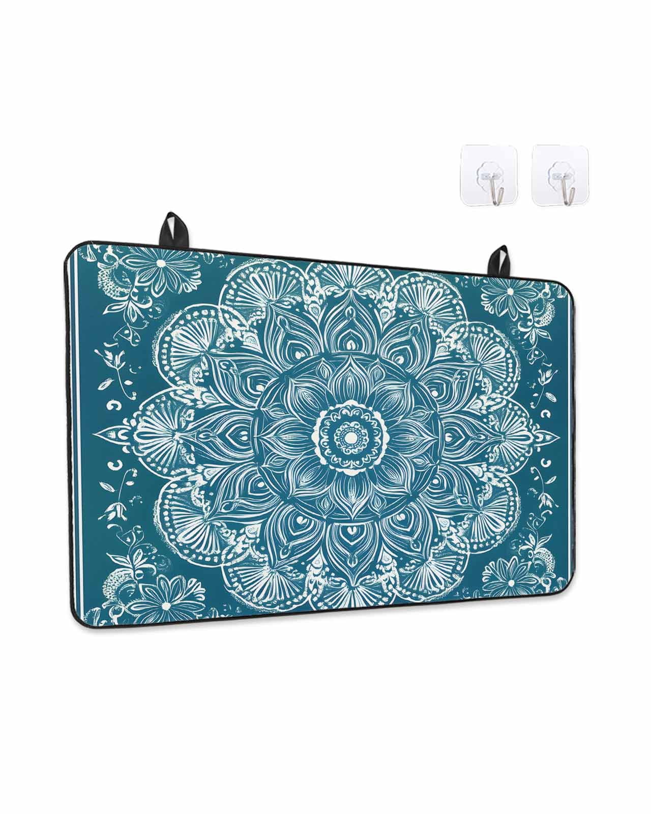 Teal Boho Floral Stove Top Covers for Electric Stove, Kitchen Glass ...