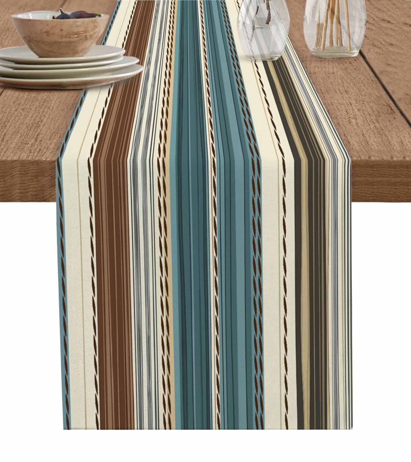 Teal Boho Stripes Table Runner Modern Bohemia Brown Beige Texture ...
