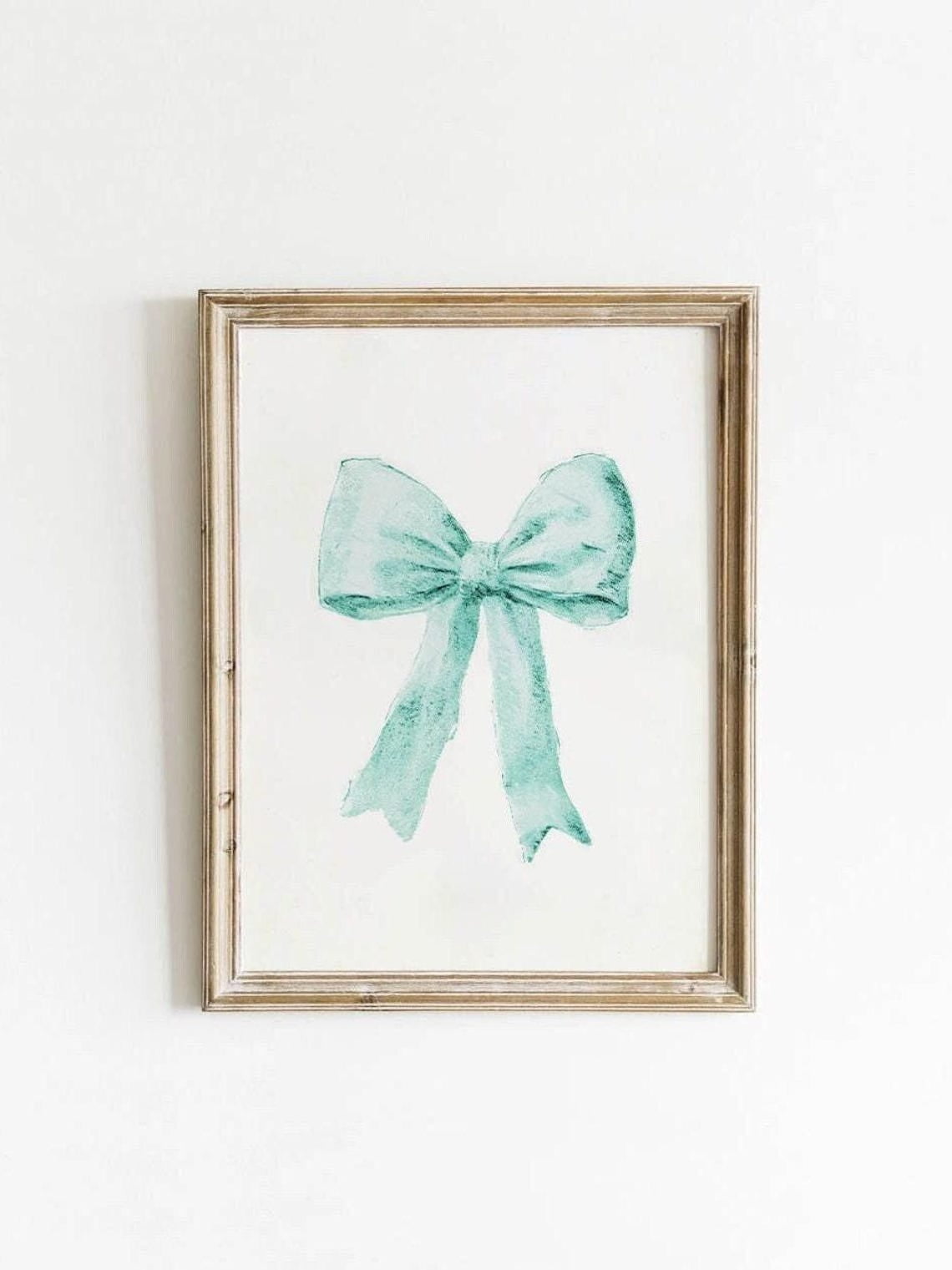 Teal Bow Preppy Art Dorm s Aesthetic Aquamarine Retro Western Wall ...