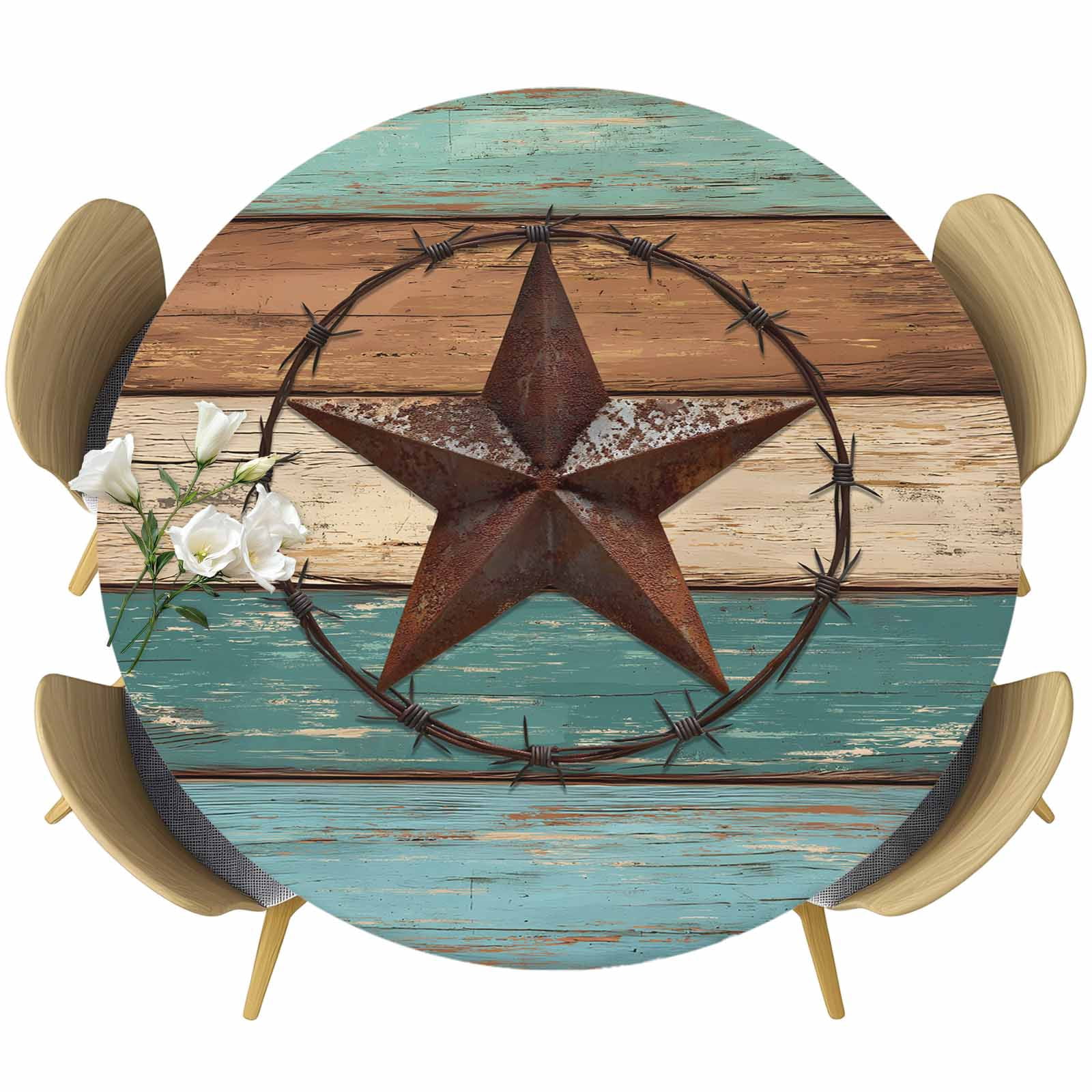 Teal Brown Blue Round Tablecloth 45-54 Inch Round Fitted Table Cloth ...