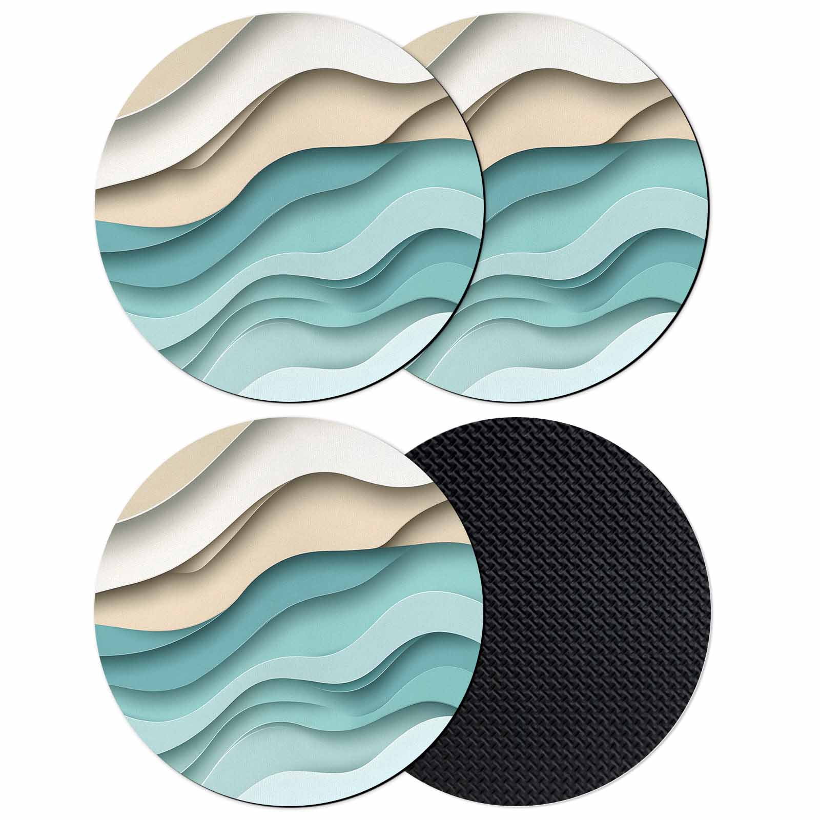 Teal Brown Ombre Coasters Set of 4, Modern Abstract Moire Art Geometric ...