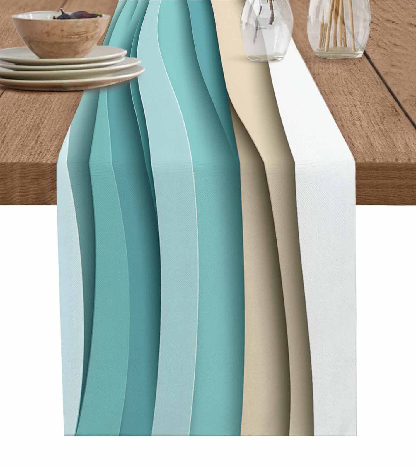 Teal Brown Ombre Table Runner Modern Abstract Moire Art Geometric ...