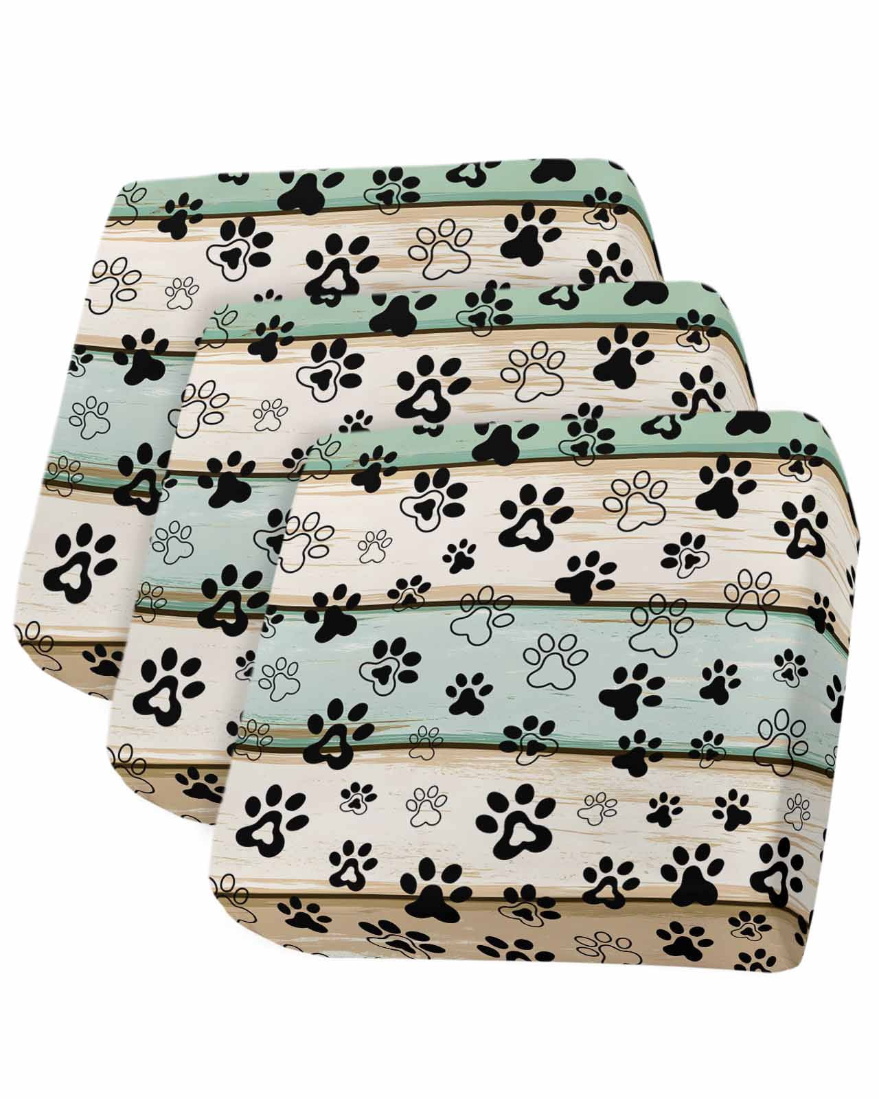 Teal Brown Paw Print Sofa Couch Cushion Covers Washable, Removable ...