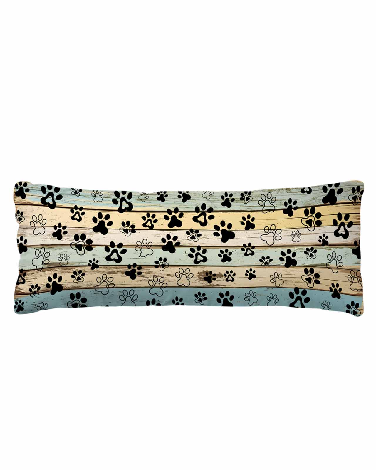 Teal Brown Paw Prints Body Pillow Cover 20 x 54 Inch Decorative Pillow ...