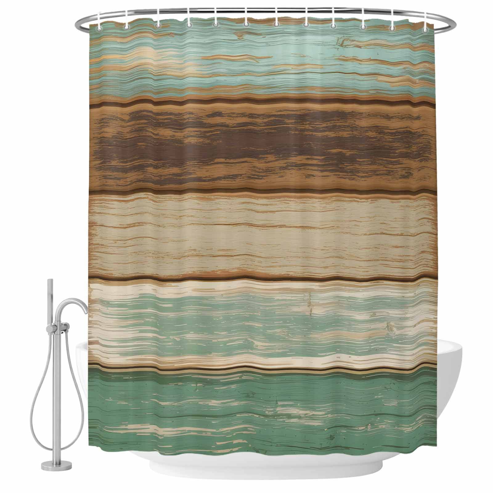 Teal And Brown Shower Curtain