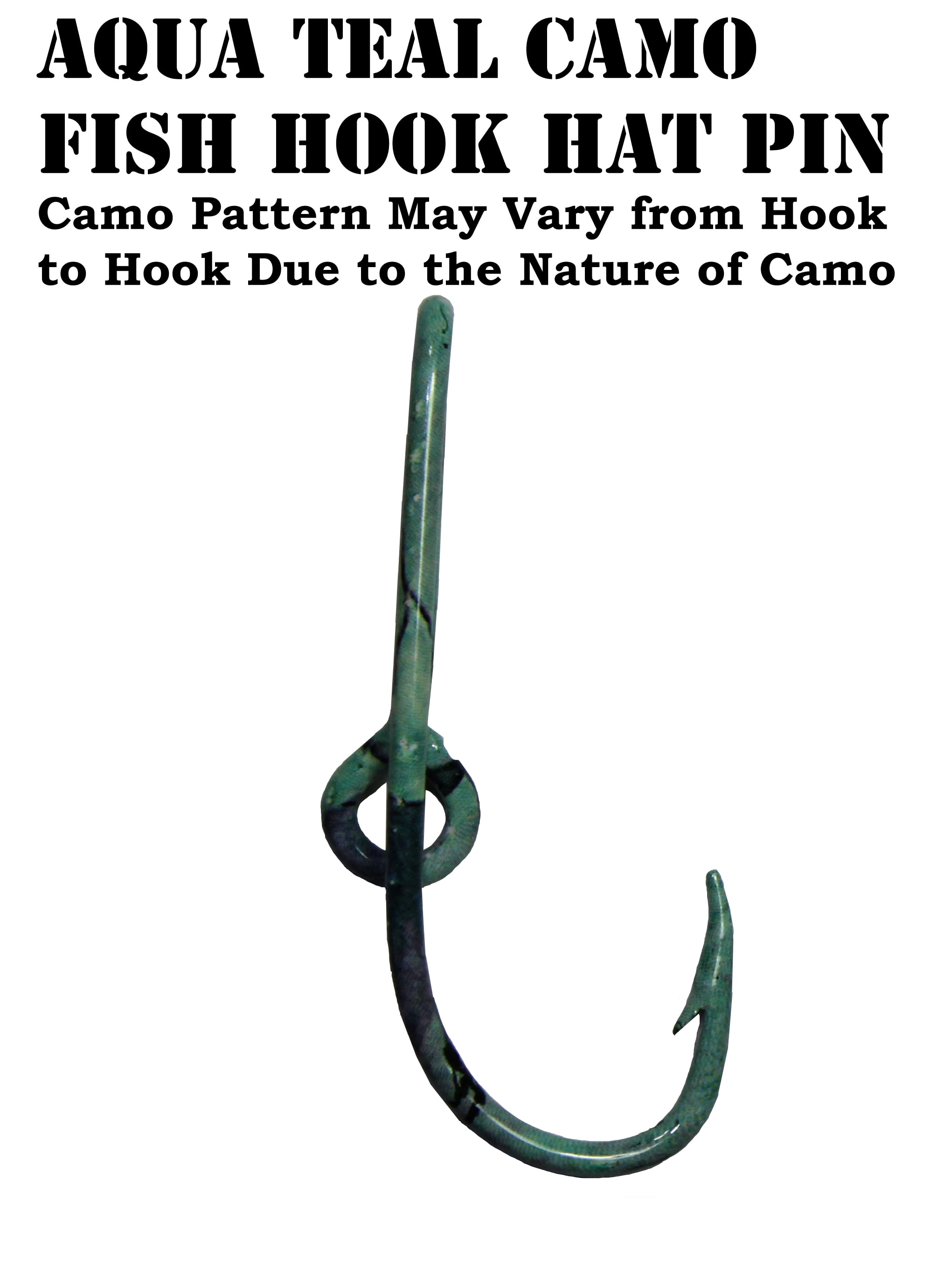 Teal Camo Fish Hook Hat Pin Prym1TYPHOON Fishing Camo Hat Hook Clip ...