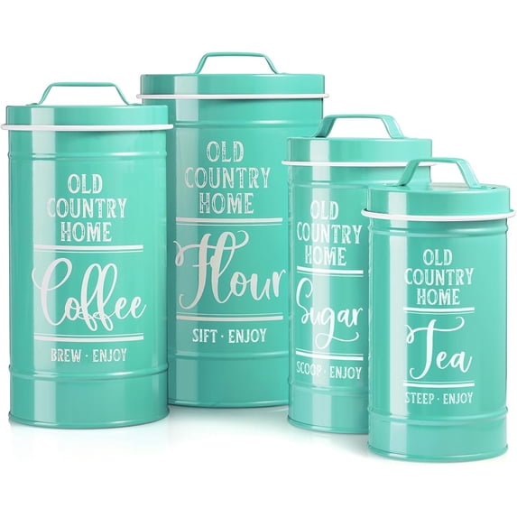 Teal Canisters for Kitchen Counter, Airtight Kitchen Canisters for ...