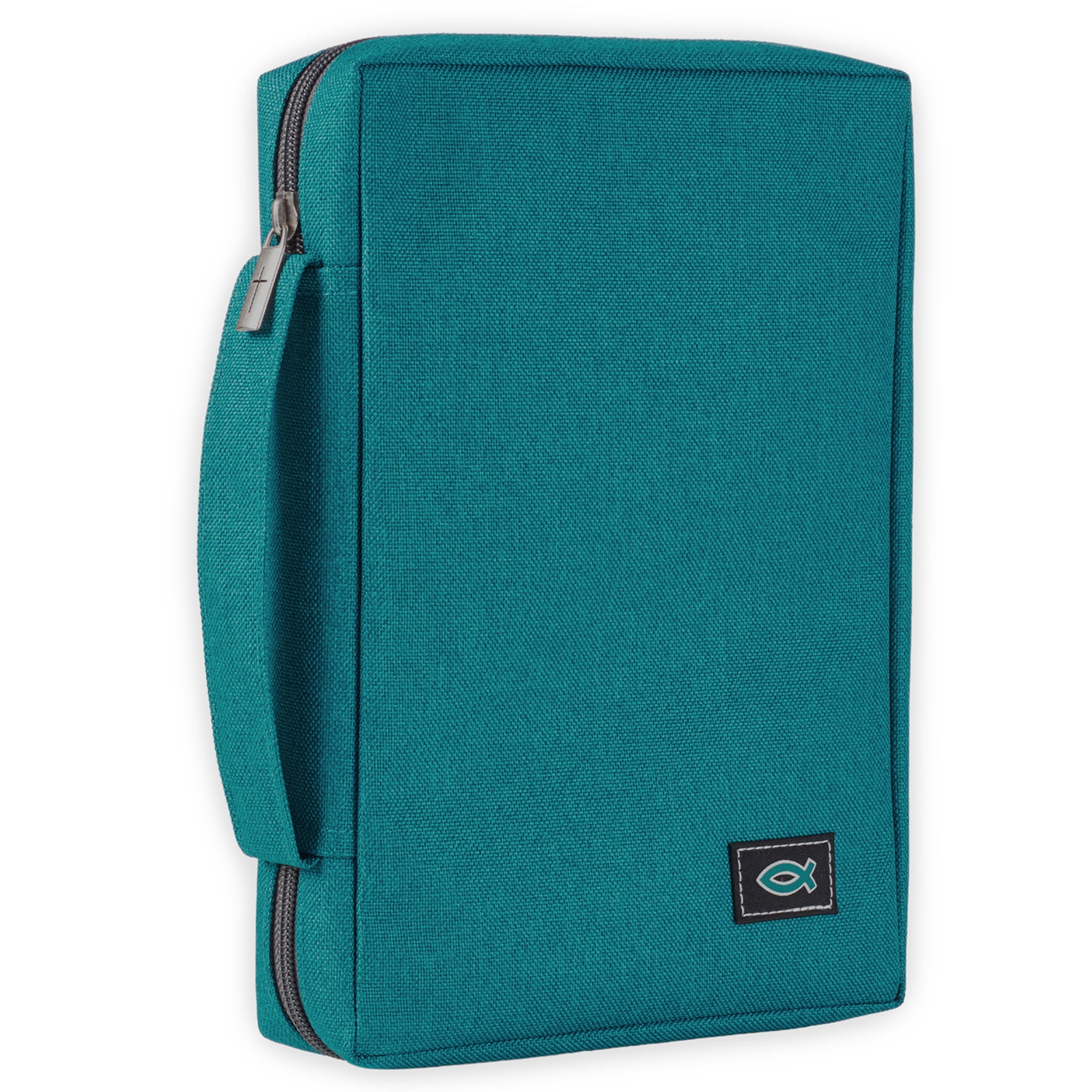 Teal Canvas Bible Cover for Men and Women with Jesus Fish Symbol ...