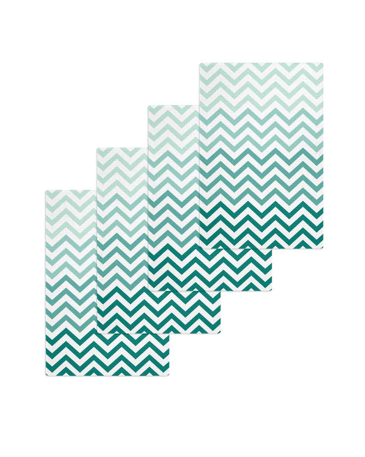 Teal Chevron Kitchen Dish Towels for Drying Dishes Set of 4, Ombre ...