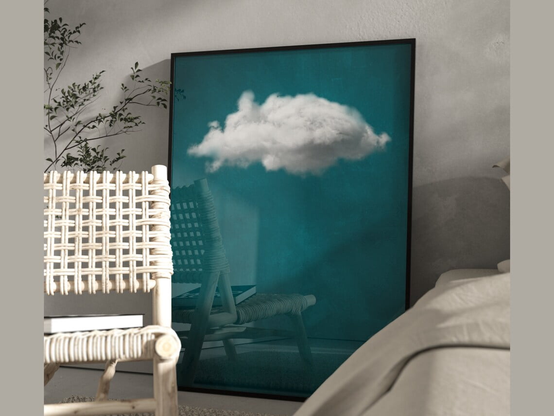 Teal Cloud Print · Surreal Art · Abstract Art Print, Cloud Poster ...