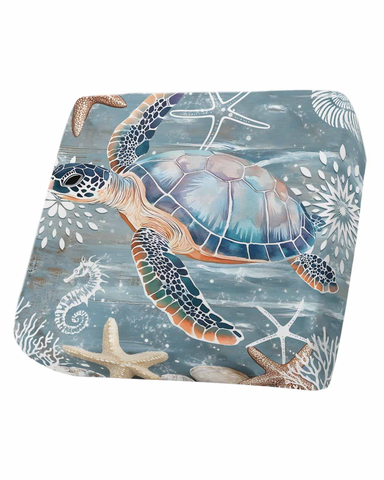 Teal Coastal Turtle Sofa Couch Cushion Covers Washable, Removable ...