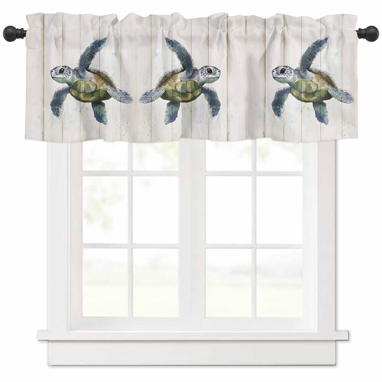 Teal Coastal Valances for Windows Farmhouse Kitchen Curtains Valances ...