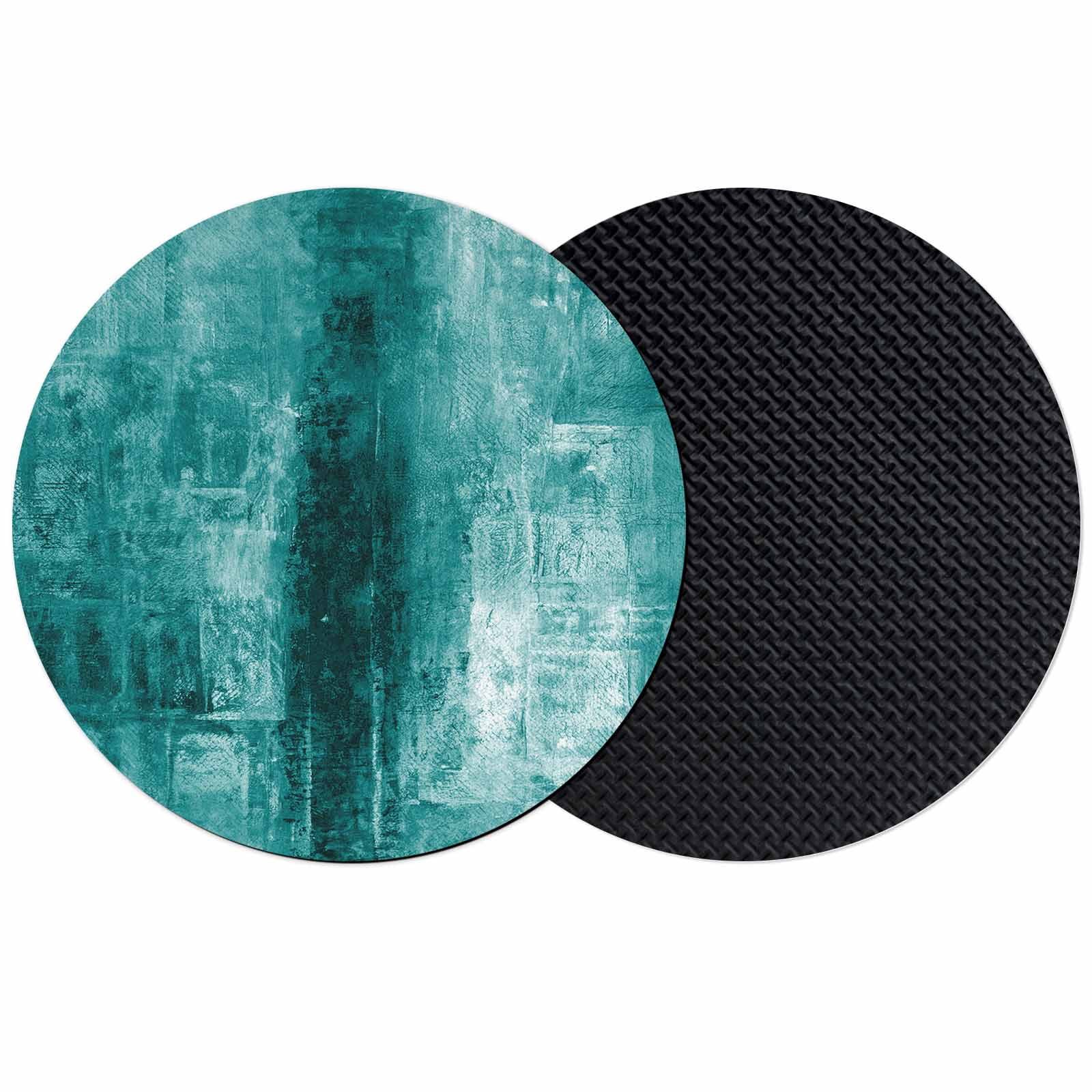 Teal Coasters Set of 2, Retro Oil Painting Modern Abstract Art ...