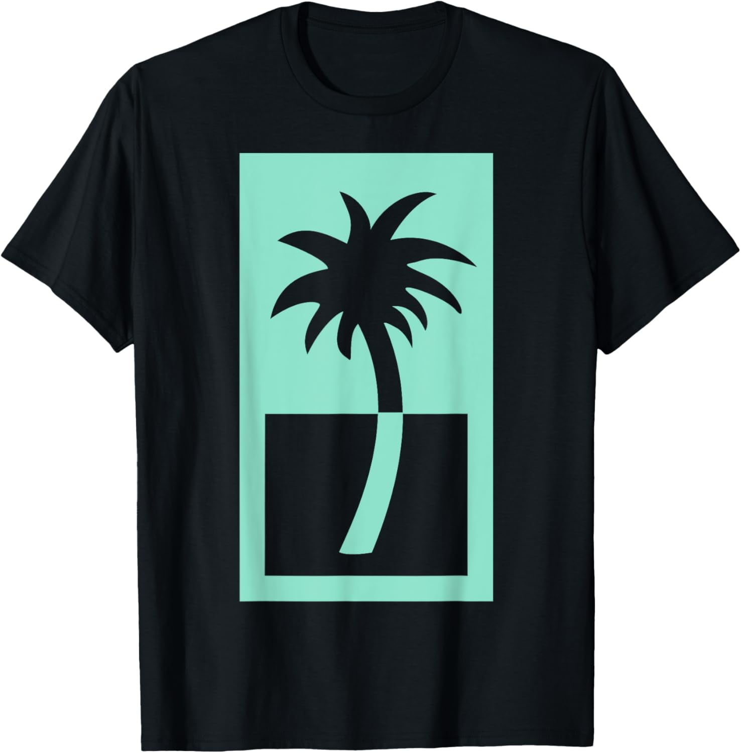 Teal Color Block Palm Tree Silhouette T-Shirt men and women can wear ...