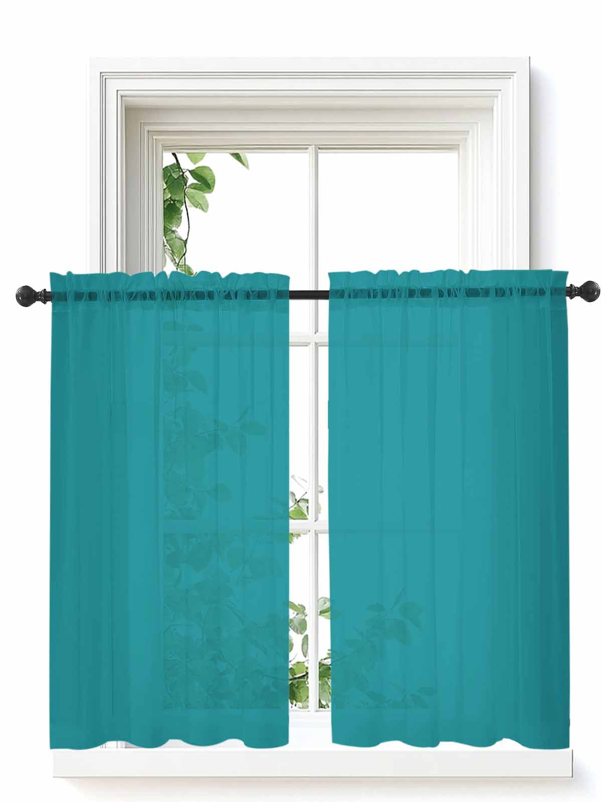 Teal Curtains 54 Inch Length, Sheer Curtains for Bedroom Living Room ...