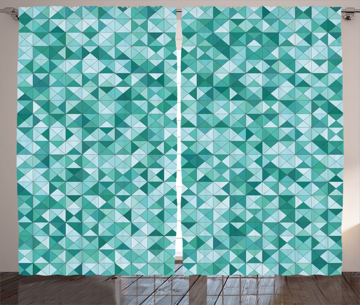 Ambesonne Geometric Curtains 2 Panel Set, Triangle Mosaic Shape, 108" x ...
