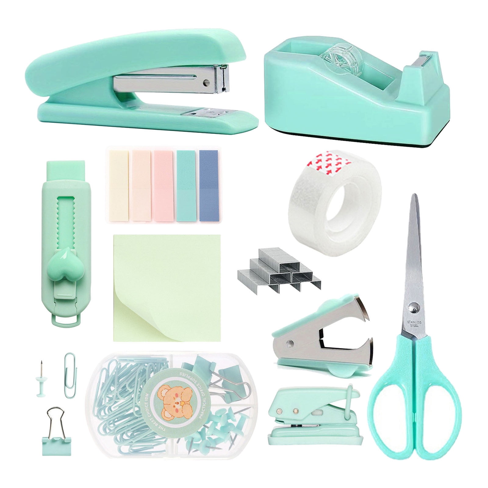 Teal Desk Stapler And Tape Dispenser For With Stapler Tape Dispenser ...