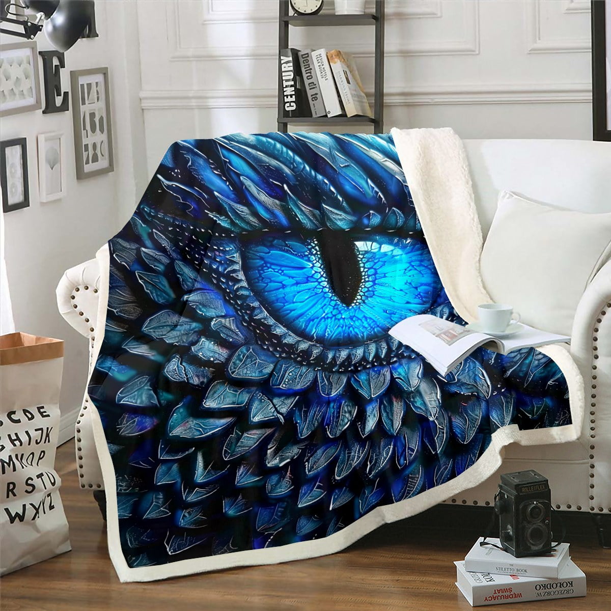 Teal Dragon Eye 40"x50" Throw Blanket,Antique 3D Dragon Fleece Blanket ...