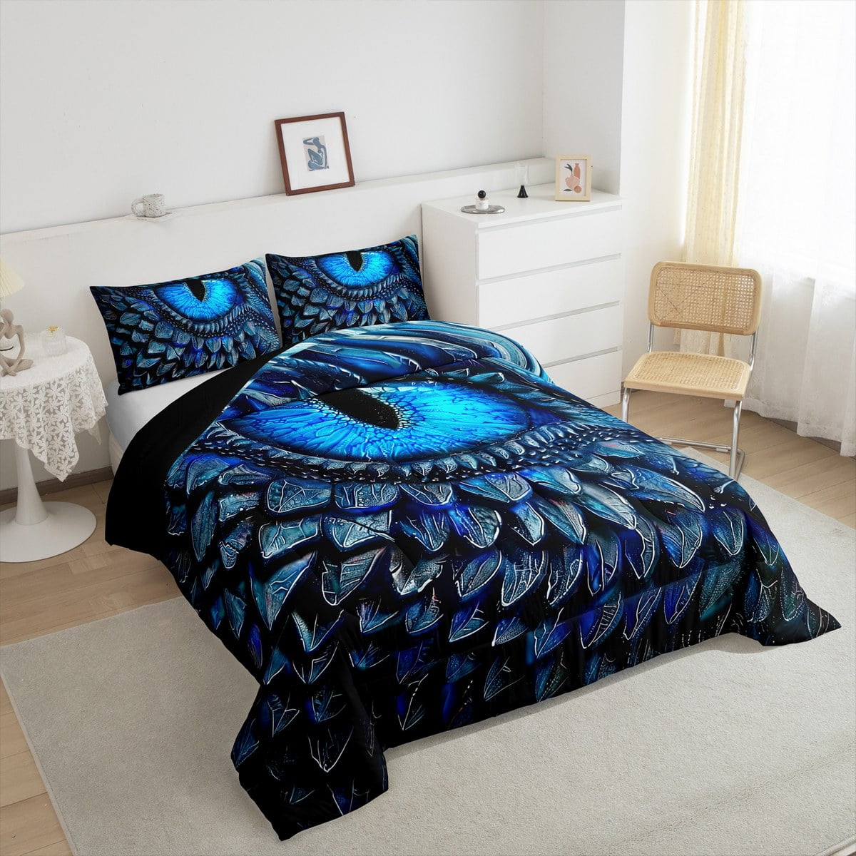 Teal Dragon Eye Full Bedding Sets,Antique 3D Dragon Quilt Gothic ...