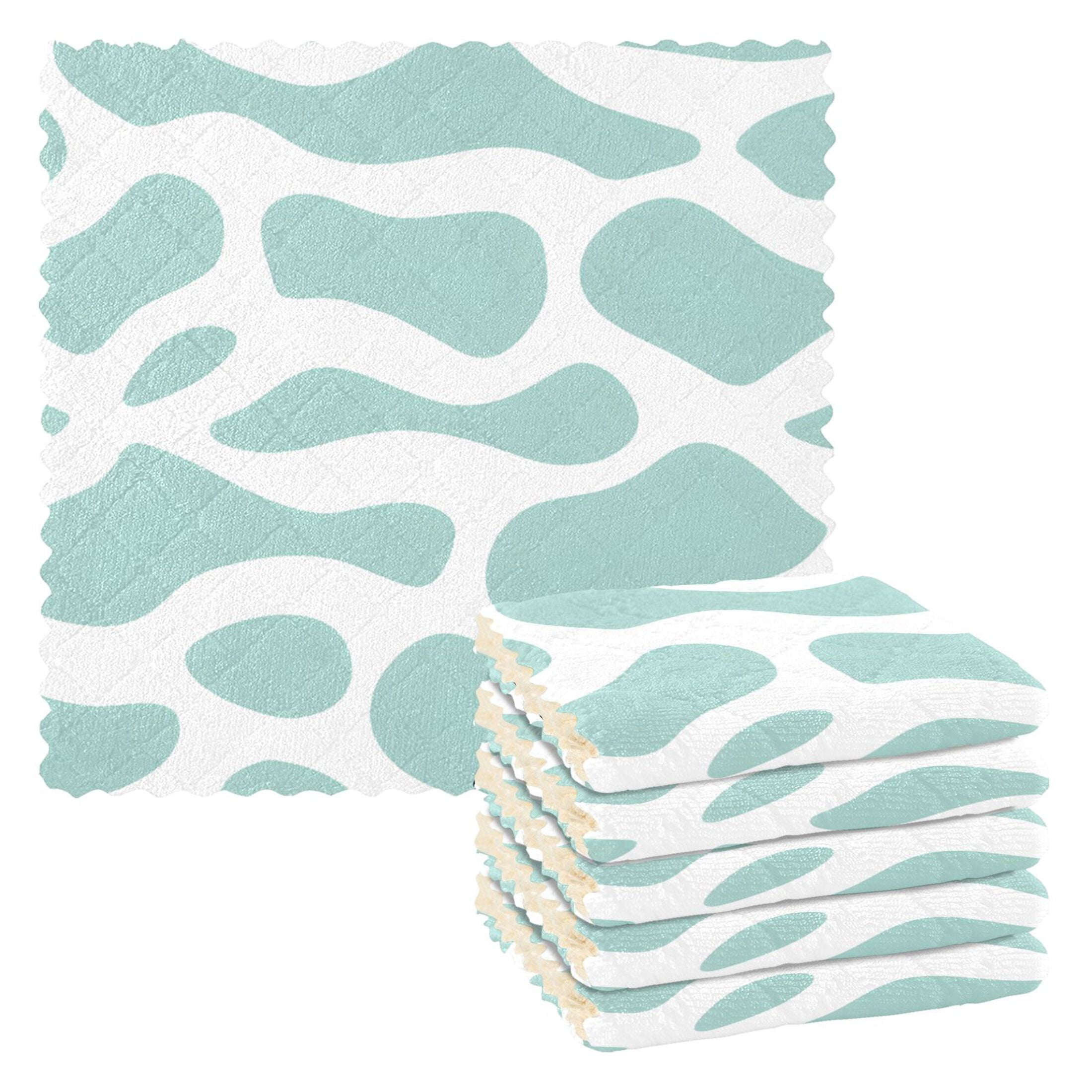 Teal Drop Shapes Dish Towels 6 Pack Kitchen Cleaning Dish Cloths ...