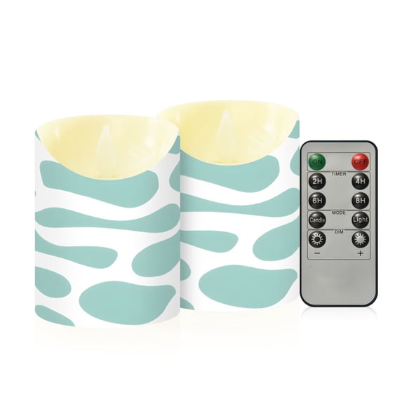 Teal Drop Shapes Flameless Candles 2 PCS with Remote Realistic Moving ...