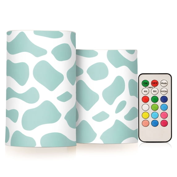 Teal Drop Shapes Flameless LED Candle Set with Remote, Battery Operated ...
