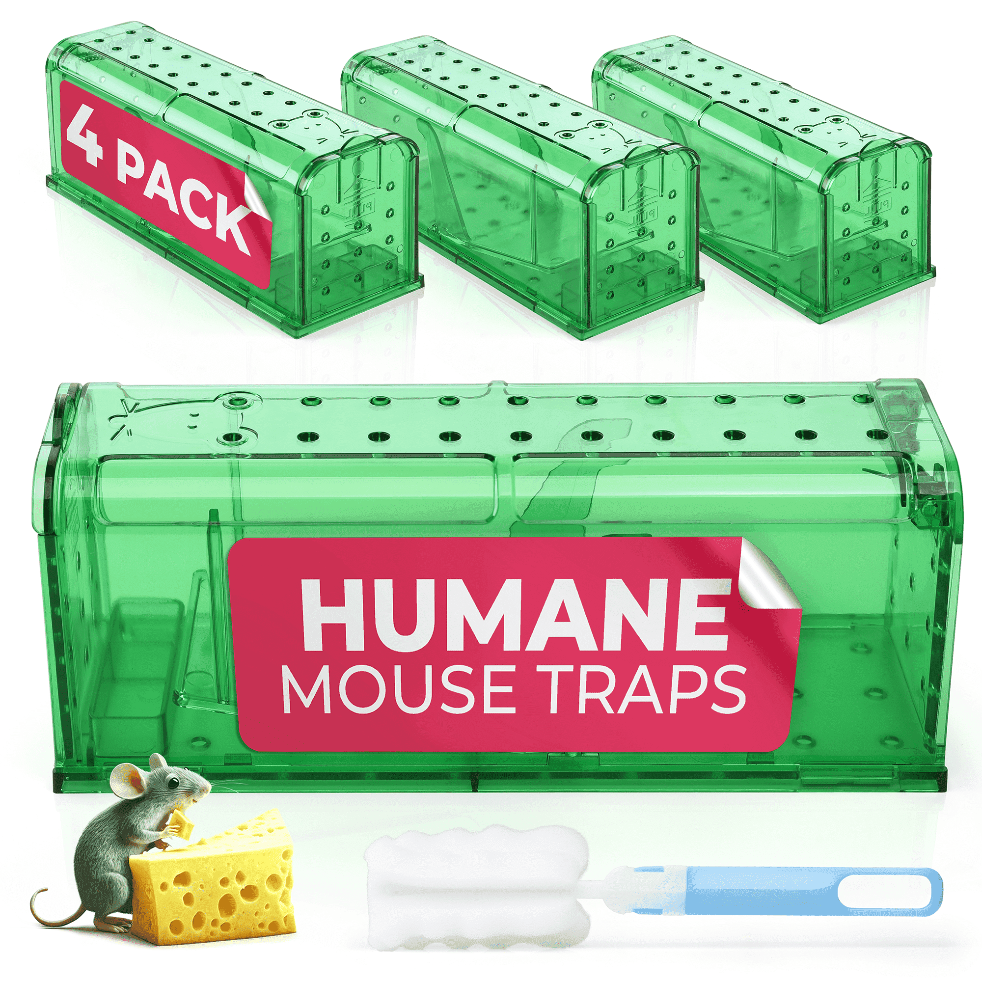Teal Elite Humane Mouse Trap 4-Pack - Safe, Effective, Reusable Indoor ...