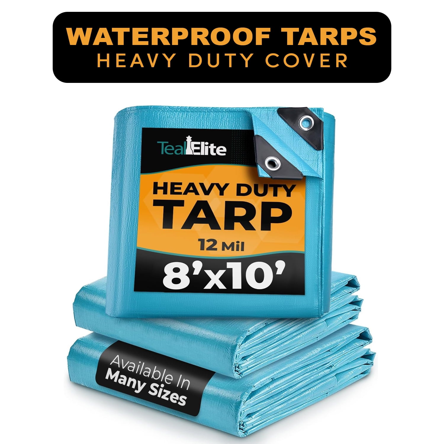 Teal Elite Multipurpose Waterproof Tarp Cover, Heavy Duty with Metal ...