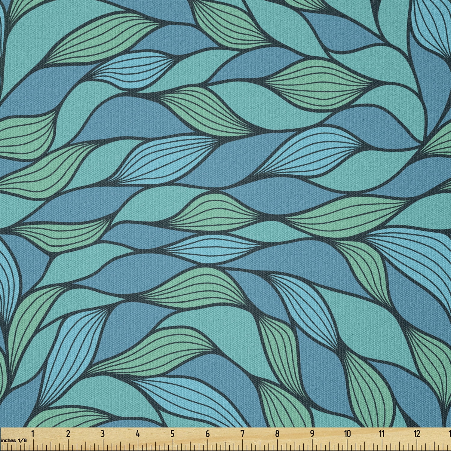 Teal Fabric by The Yard, Abstract Wave Design with Colorful Design ...