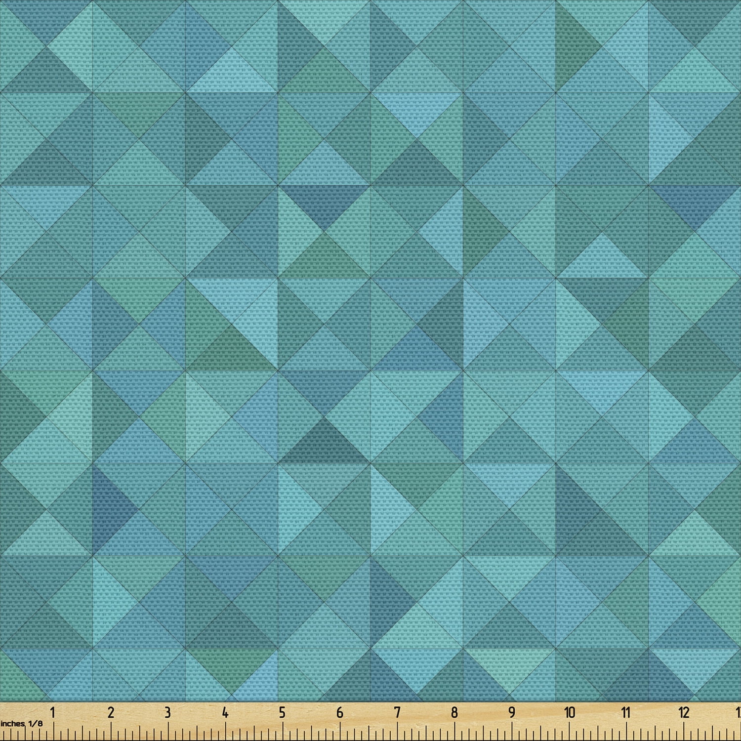 Teal Fabric by the Yard Upholstery, Geometrical Shapes Triangles ...