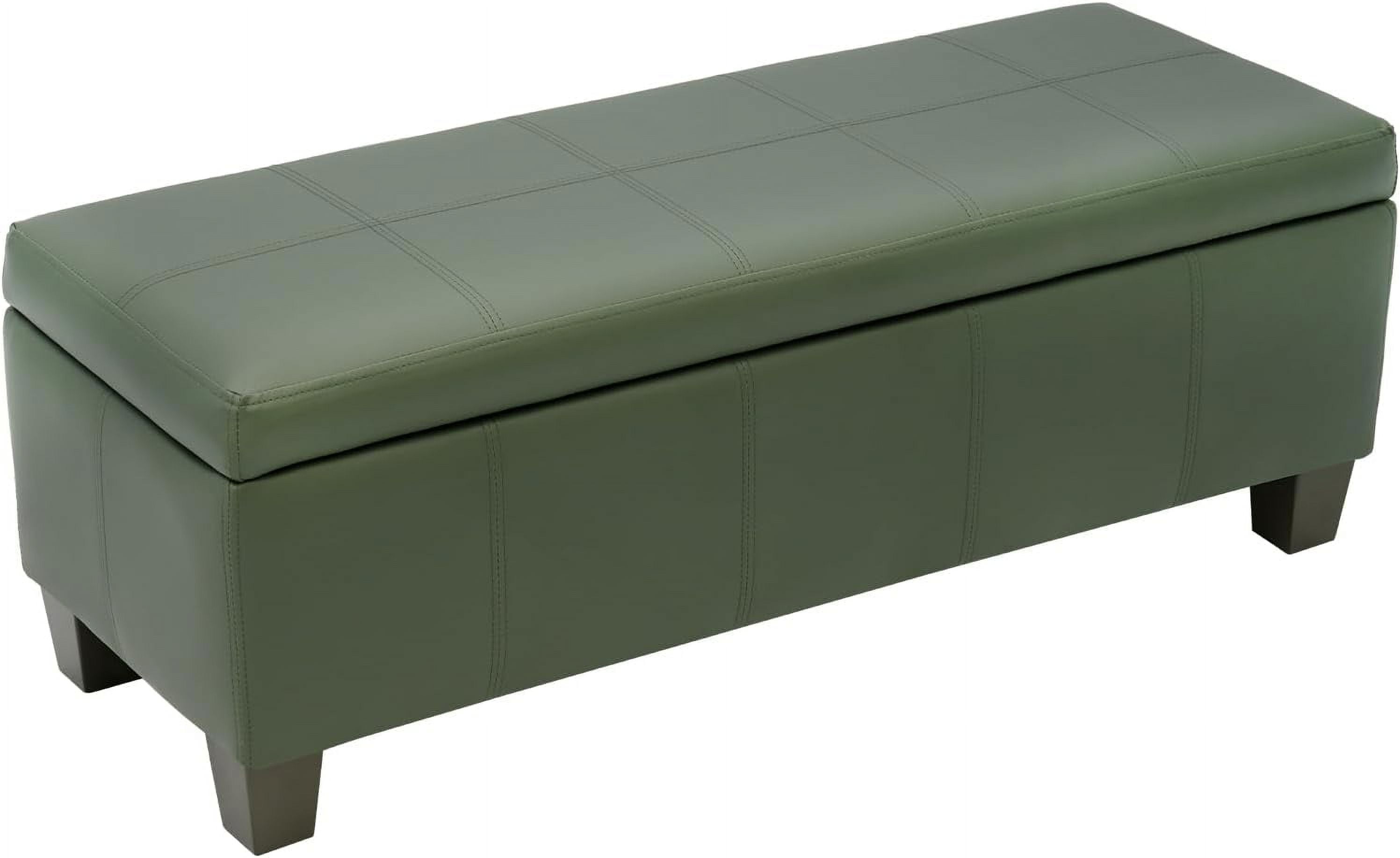 Teal Faux Leather Ottoman with Storage, Rectangular Extra Long Storage ...