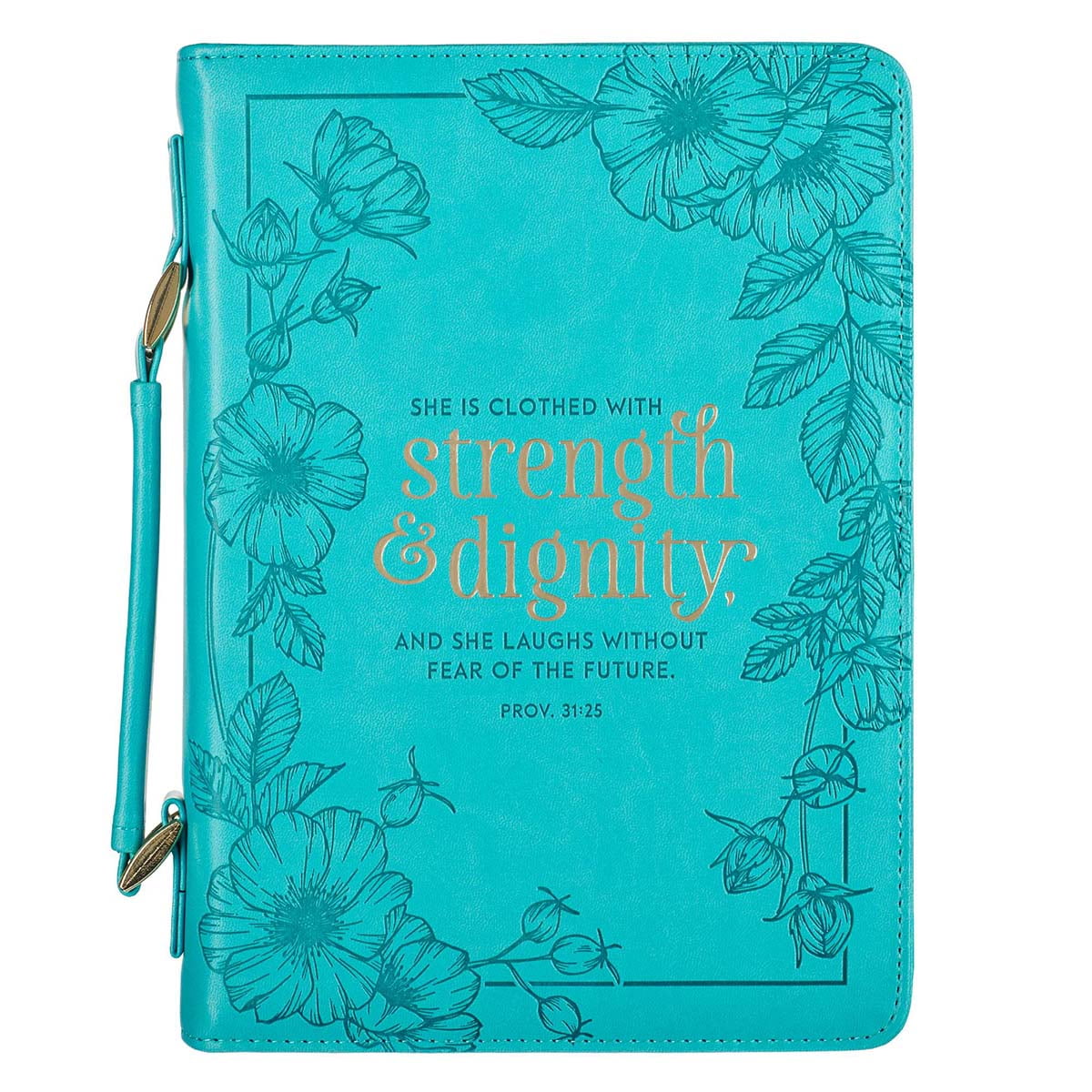 Teal Floral Fashion Bible Cover for Women She is Clothed Strength ...