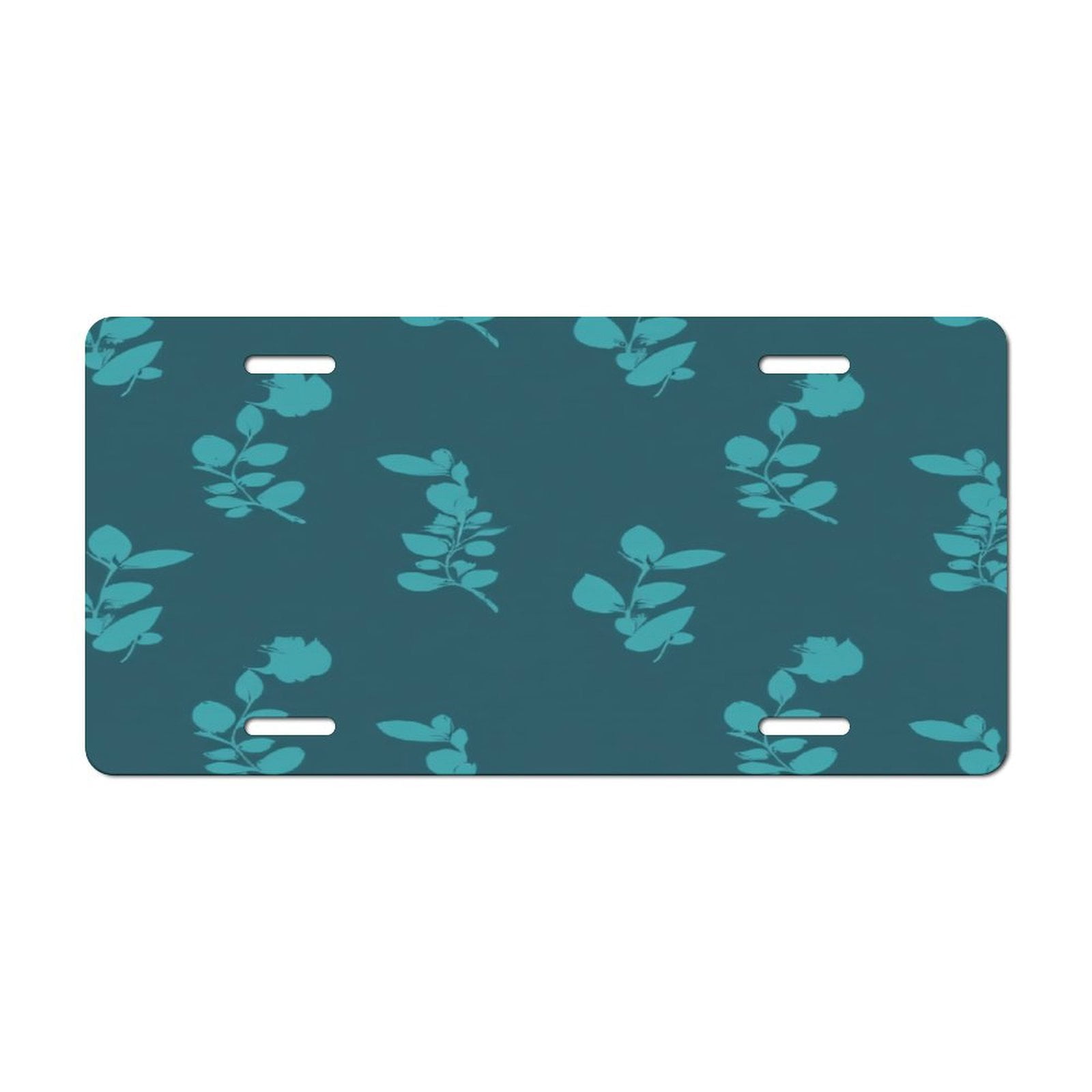 Teal Floral Pattern Car Decorative Front License Plate,Vanity Tag,Metal ...