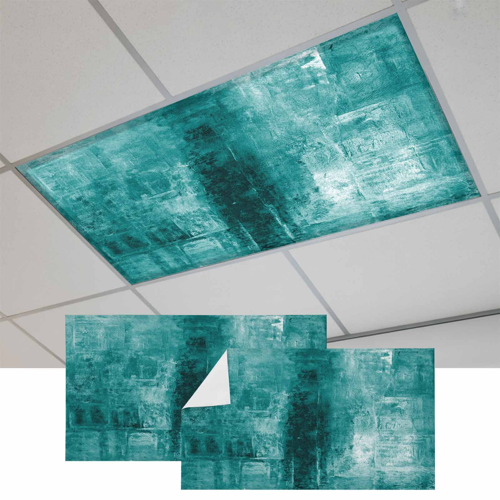 Teal Fluorescent Light Covers, Retro Oil Painting Modern Abstract Art ...