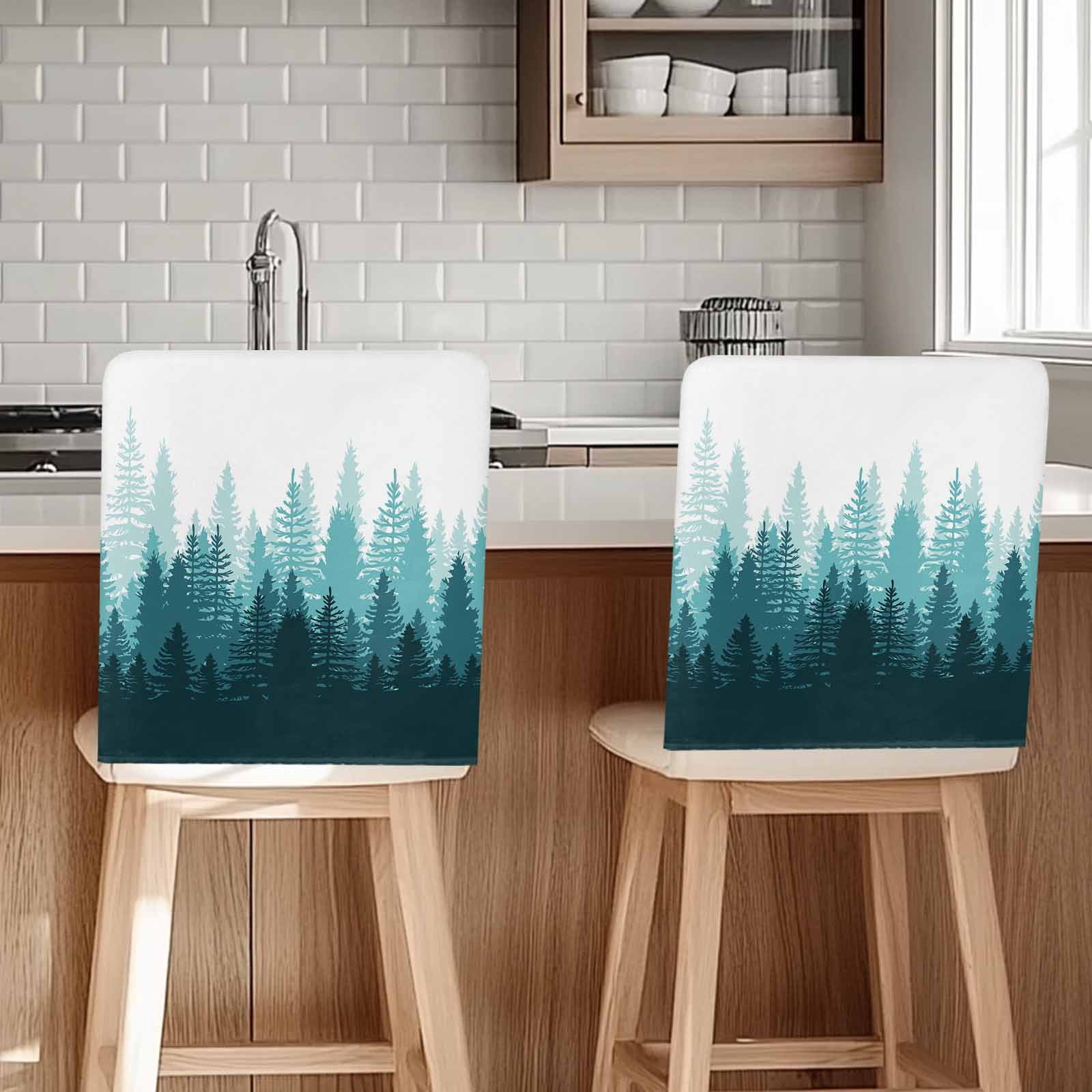 Teal Forest Chair Covers Set of 4 Nature Woodland Tree Misty Forest ...