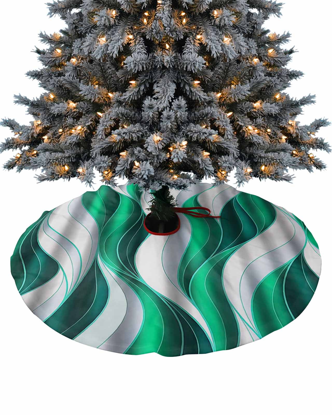 Teal Geometric Christmas Tree Skirt 36 Inches Large Christmas Skirt ...